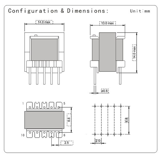 Switching Transformer(EE13/12)-EE系列变压器-江西省高新超越精密电子有限公司- Powered by Swcom.cn